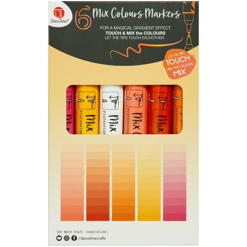 Mixed Colour Markers 6pk - Orange | Arts & Crafts - B&M Stores