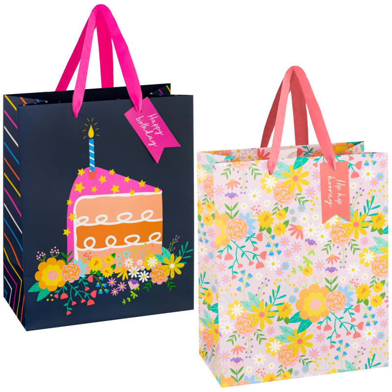 Large Gift Bags 2pk - Flowers | Gift Bags - B&M Stores