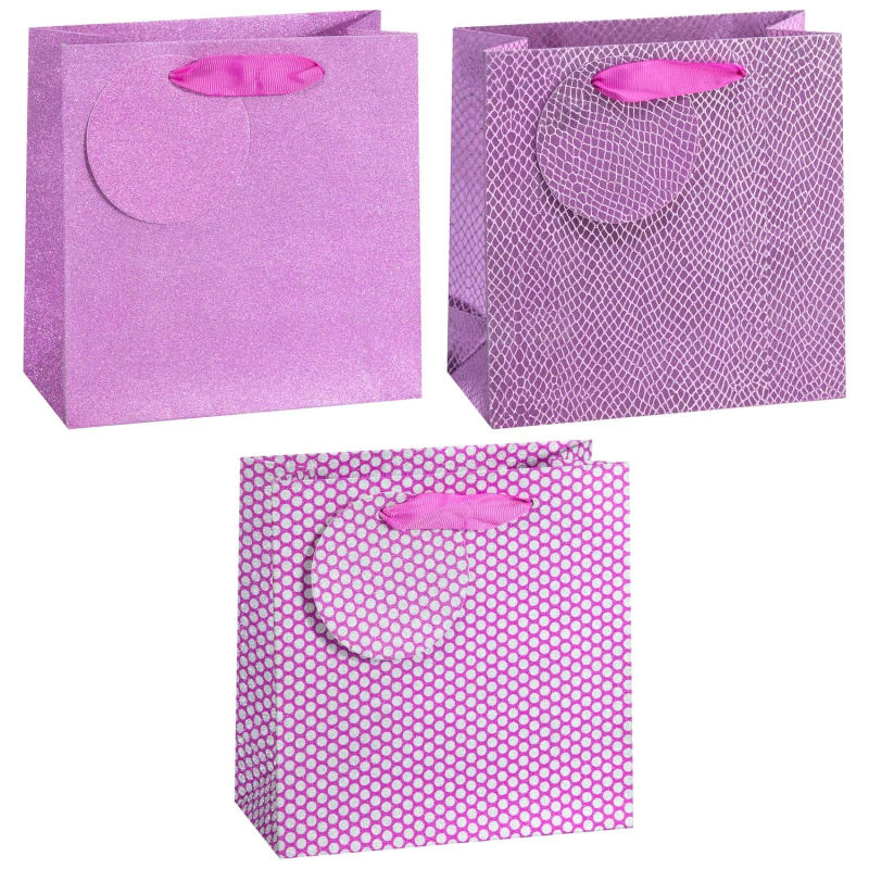 Glimmer Gift Bags 3pk - Pink | Stationery - B&M