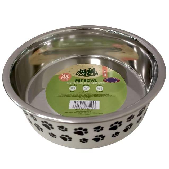 Non-Slip Stainless Steel Bowl - Cream | Pet Bowls | B&M Stores