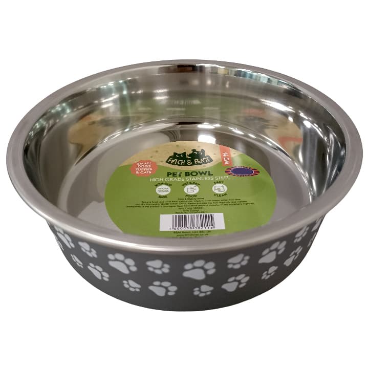 Non-Slip Stainless Steel Bowl - Grey | Pet Bowls | B&M Stores