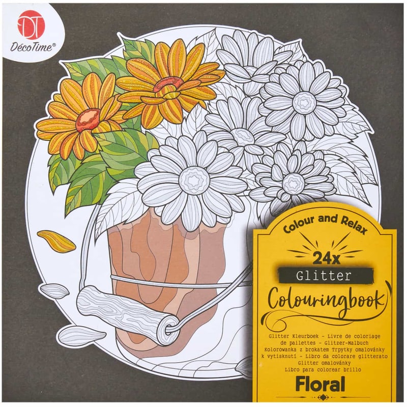 Glitter Colouring Book - Floral | Arts & Crafts - B&M Stores