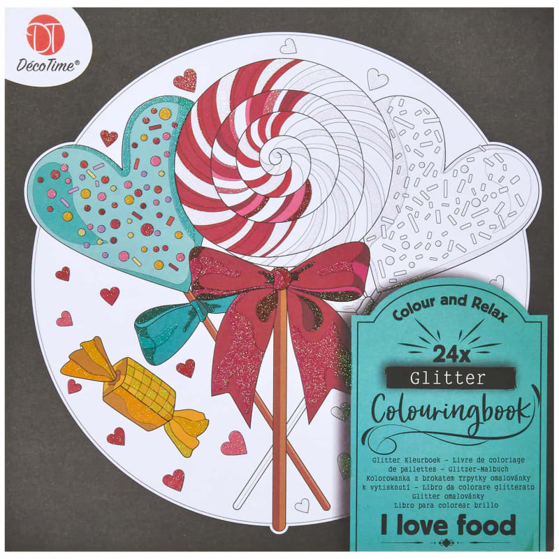 Glitter Colouring Book - I Love Food | Arts & Crafts - B&M Stores