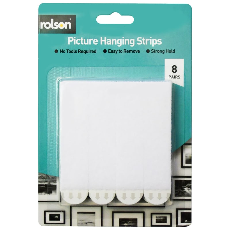 Rolson Picture Hanging Strips 8pk | Tools & Equipment - B&M Stores