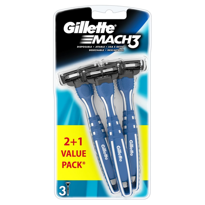 Gillette Mach3 Disposable Razors 3pk | Men's Disposable Razors - B&M