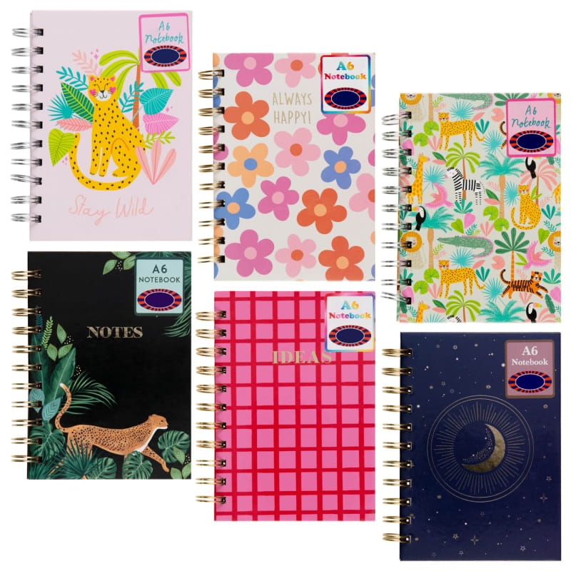 A6 Hard Back Notebook - Flowers | Fashion Stationery - B&M