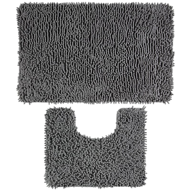 Noodle Bath Mat Set - Charcoal | Bathroom Accessories - B&M