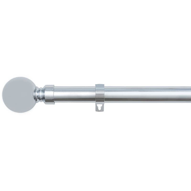 Shiny Nickle Silver Orb Curtain Pole 120 x 220cm | Curtain Poles - B&M ...
