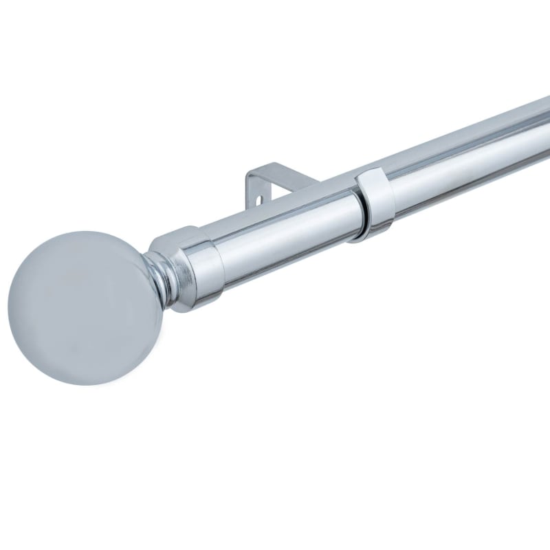 Shiny Nickle Silver Orb Curtain Pole 120 x 220cm | Curtain Poles - B&M ...