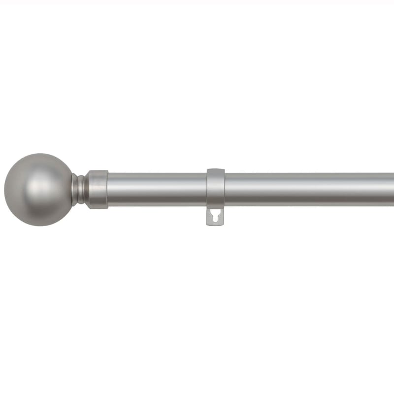 Matt Satin Silver Orb Curtain Pole 120 x 220cm | Curtain Poles - B&M Stores