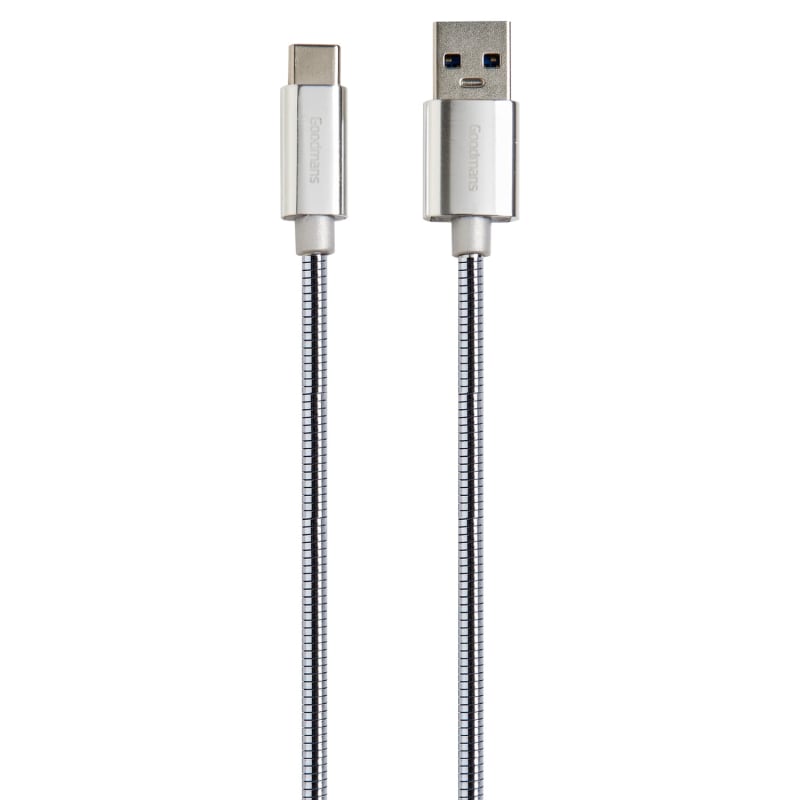 Goodmans USB Type C Metal Charging Cable - Silver - B&M
