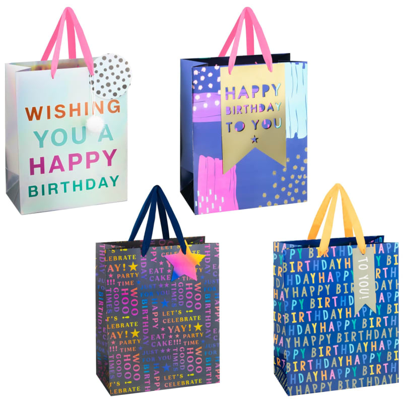 Metallic Gift Bag - Blue | Cheap Gift Wrap & Bags at B&M Stores