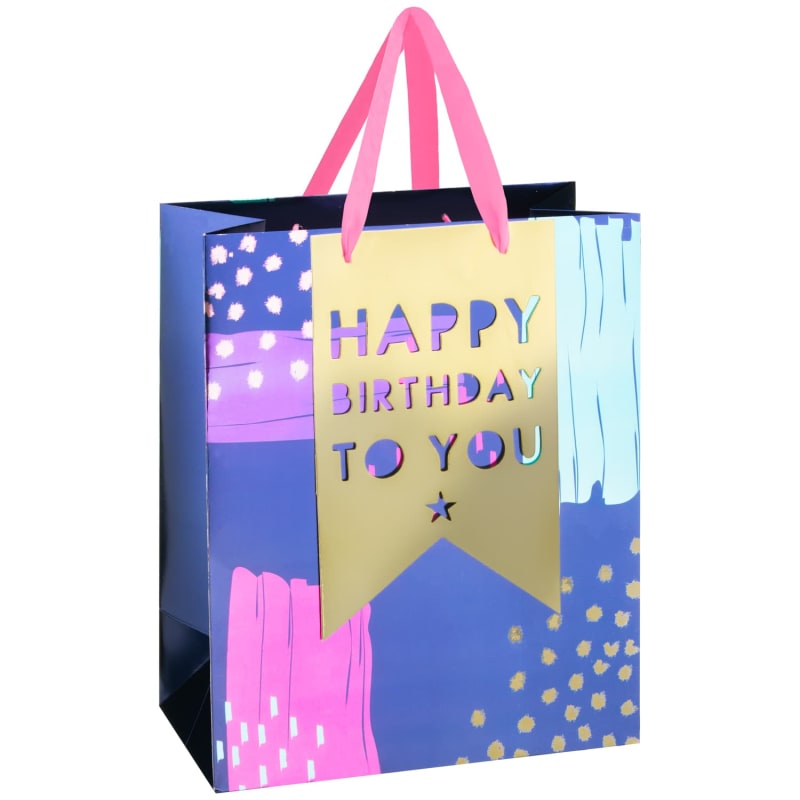 Metallic Gift Bag - Happy Birthday To You | Cheap Gift Wrap & Bags at B ...