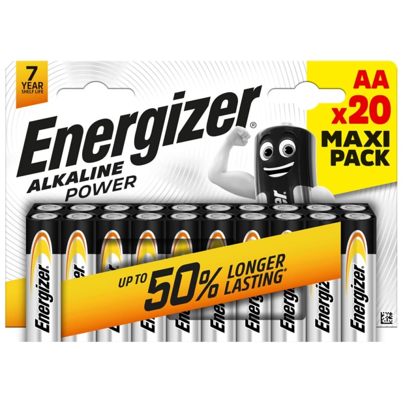 Energizer Alkaline Power AA Batteries 20pk | Batteries | B&M