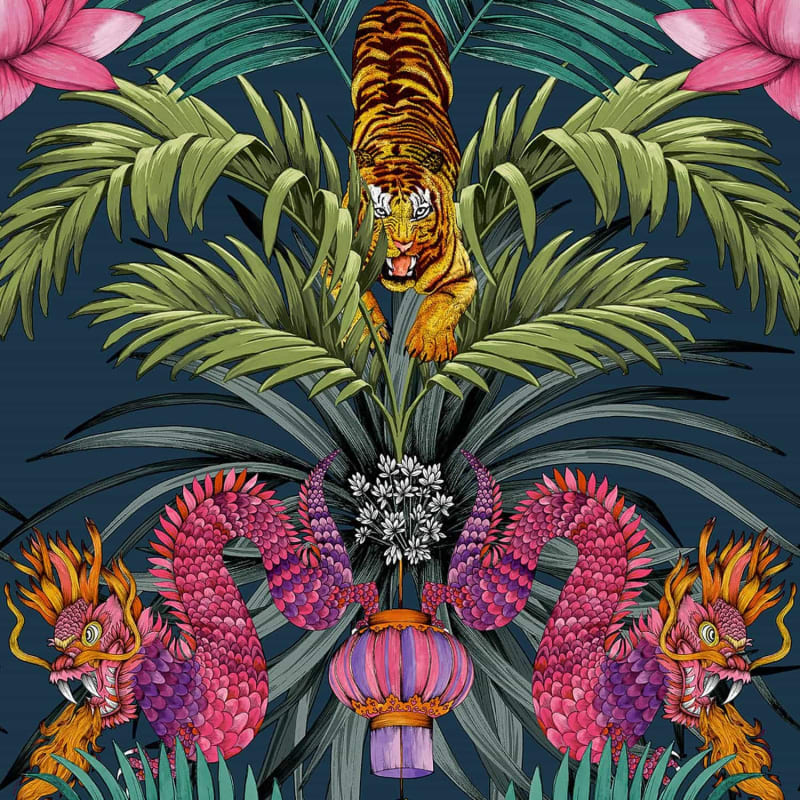 Wilson Navy Wallpaper | Cheap Wallpaper - B&M