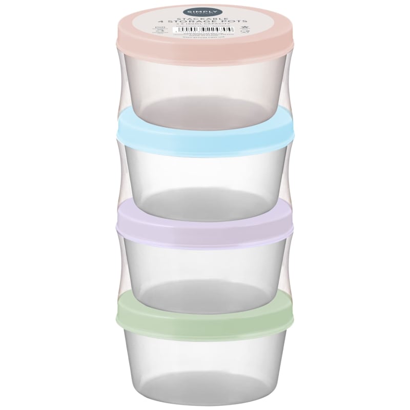 Stackable Storage Pots 4pk - Colours | Kitchen Storage - B&M