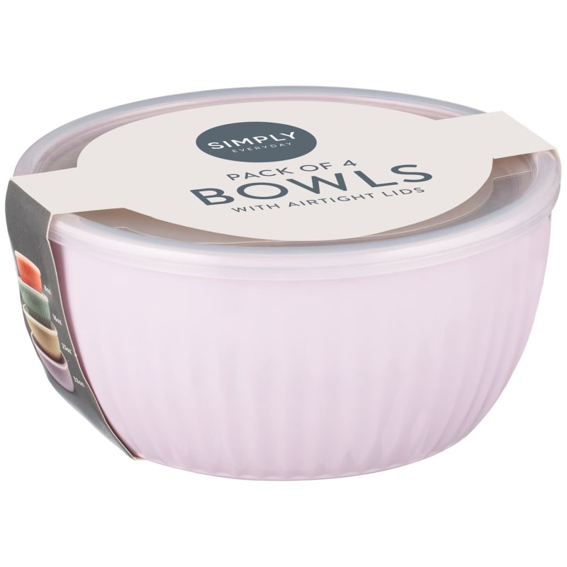 Pastel Bowls with Airtight Lids 4pk | Kitchen - B&M