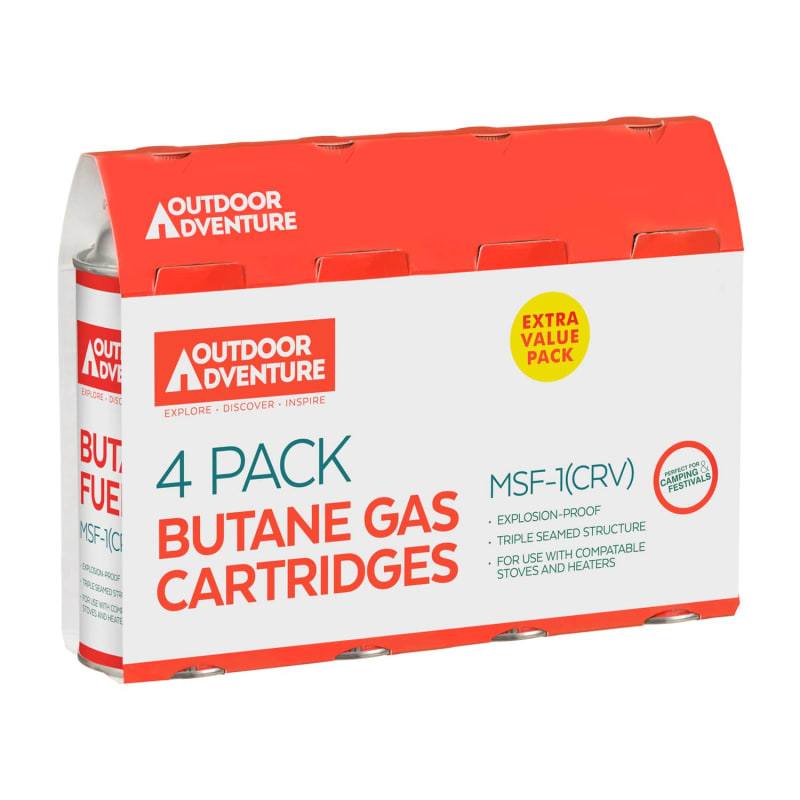 Outdoor Adventure Butane Gas Cartridges 4pk | Camping - B&M