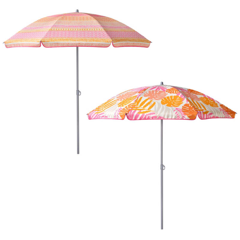 Printed Parasol 1.8m - Bright Tropic Leaf | Parasols | B&M