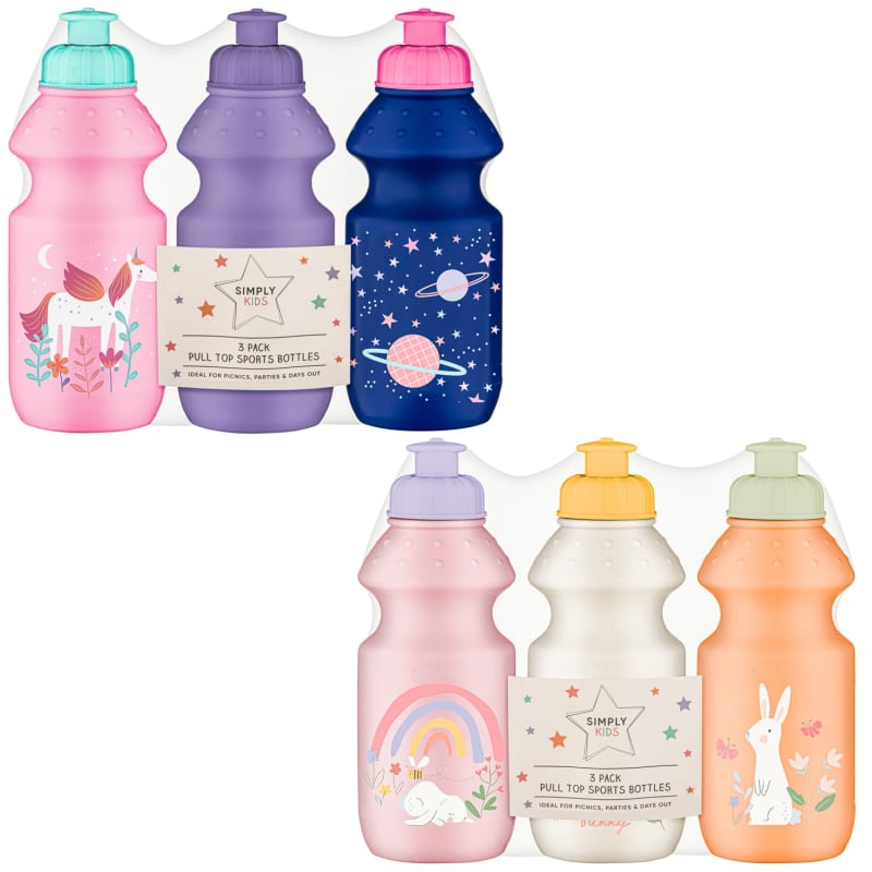 Simply Kids Pull Top Sports Bottles - Unicorn | Drinks Flasks | B&M