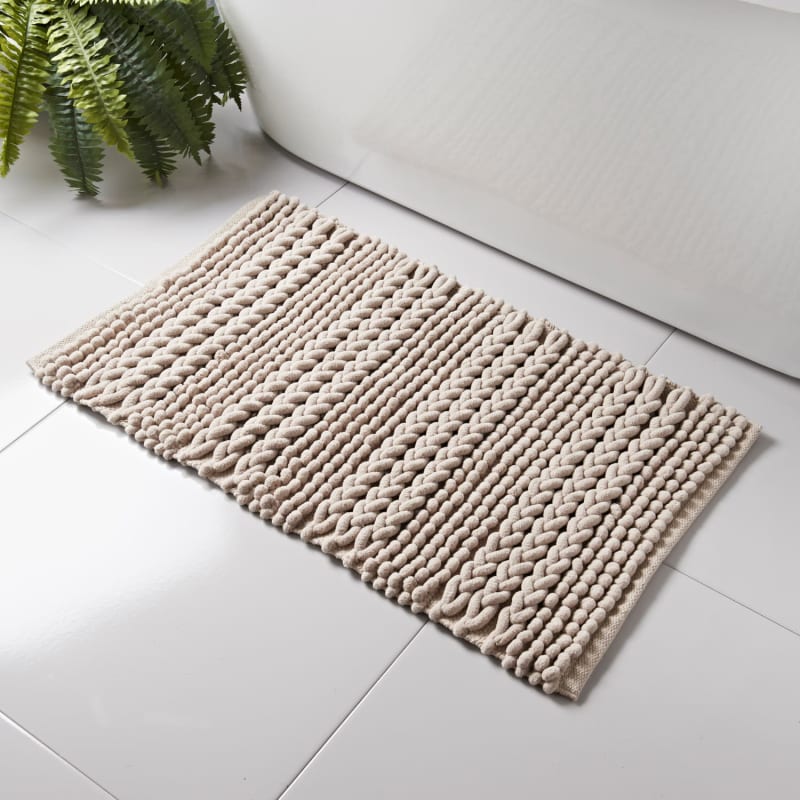 Retreat Knitted Bath Mat 50 x 80cm - Biscuit | Bath Mats - B&M