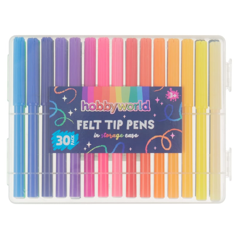 Hobby World Felt Tip Pens 30pk | Kids Crafts - B&M