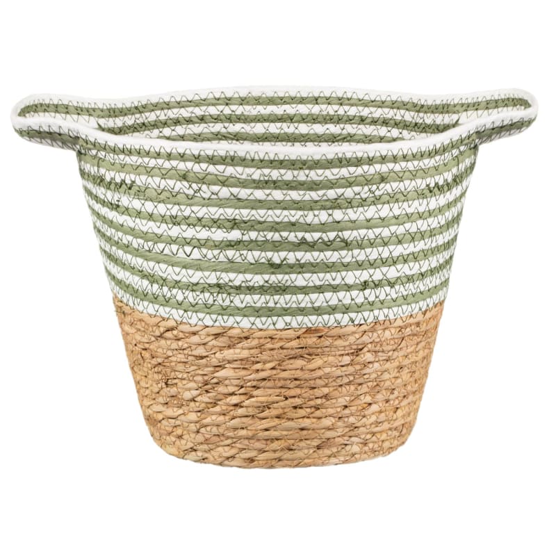 Stripe Top Basket With Handle - Green | Decorative Storage | B&M