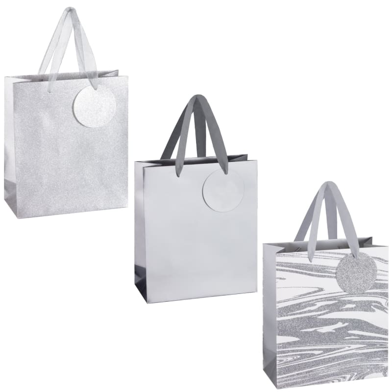 Luxury Gift Bag 3pk - Silver | Gift Bags - B&M Stores