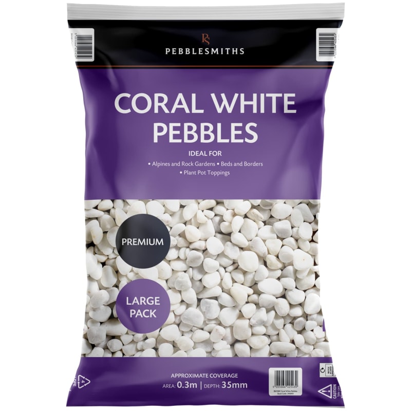 Pebblesmiths Coral White Pebbles | Gravel, Chippings & Stone - B&M