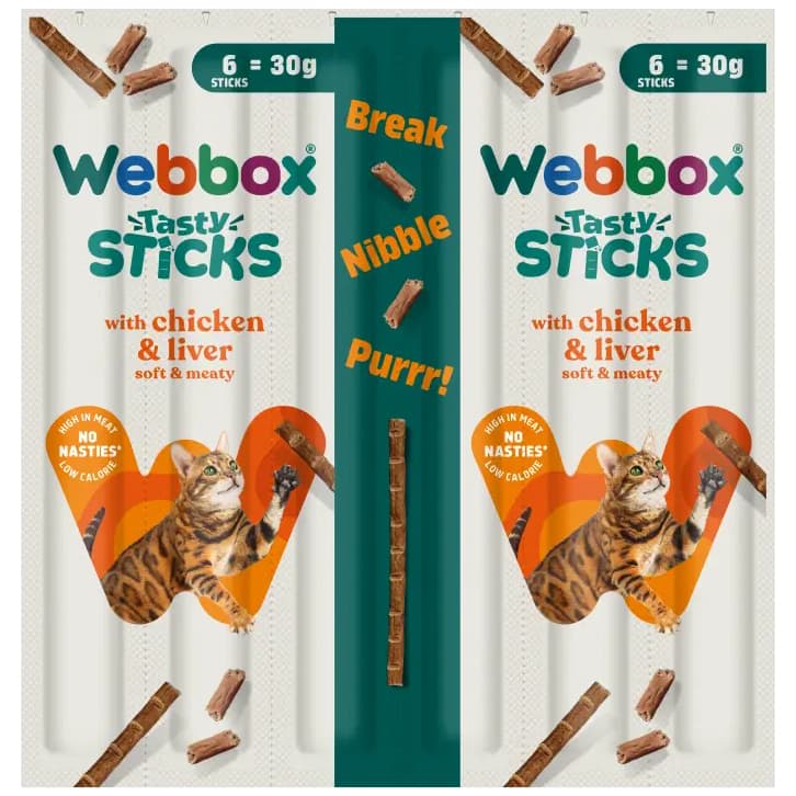 Webbox Tasty Sticks Cat Treats 6pk - Chicken & Liver | Pets | B&M