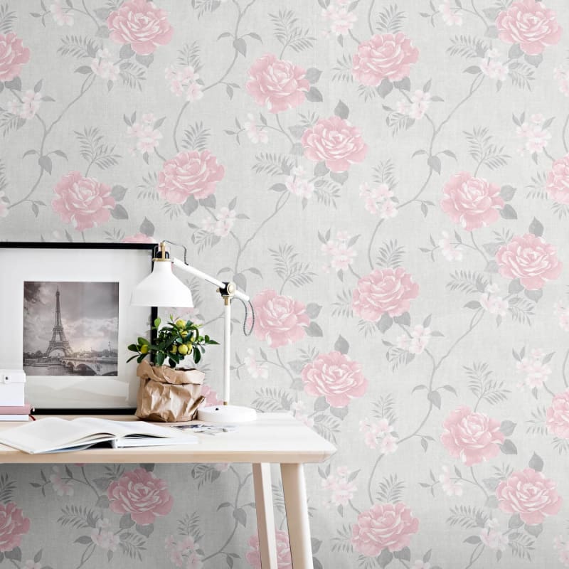 Rose Trail Pink Wallpaper | Wallpaper | B&M Stores