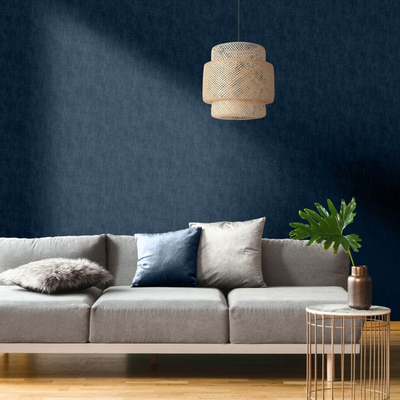 Linen Texture Blue Wallpaper | Wallpaper | B&M Stores