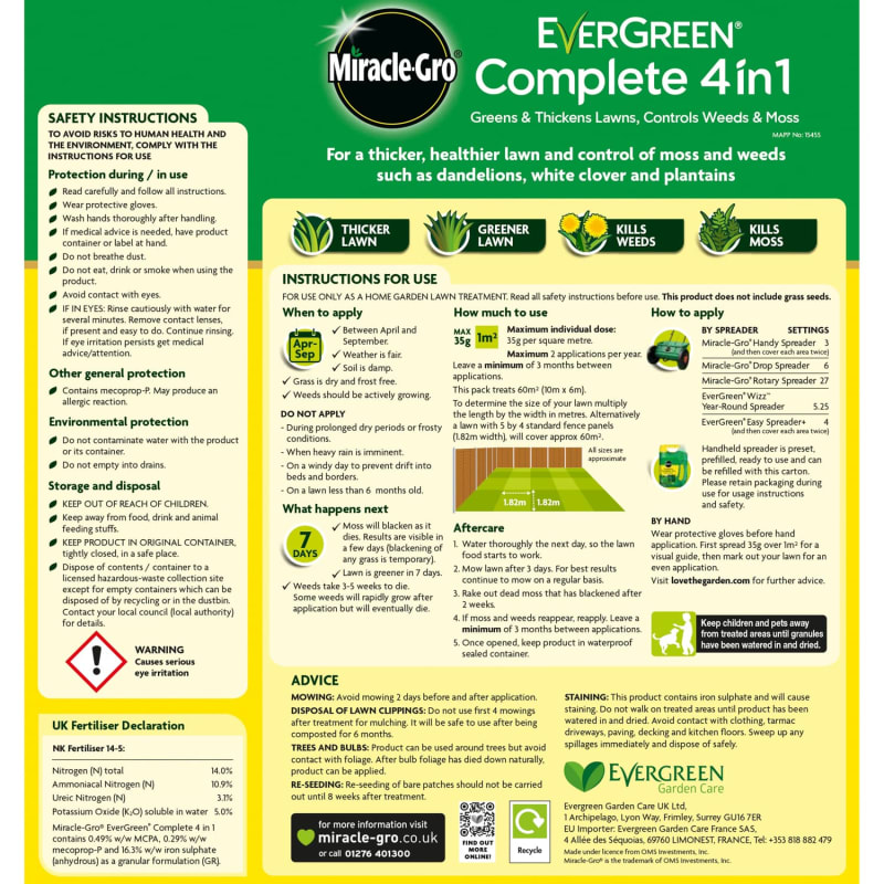 Miracle Gro - Evergreen Complete 4 in 1 60m2 | Plant Food - B&M