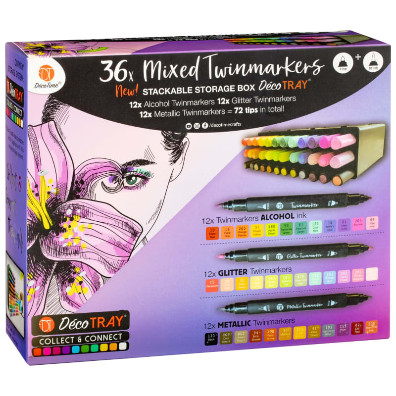 DecoTime Mixed Twin Markers Tray 36pk | Arts & Crafts | B&M Stores