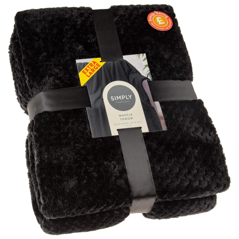 Simply Everyday Waffle Throw - Black | Throws | B&M