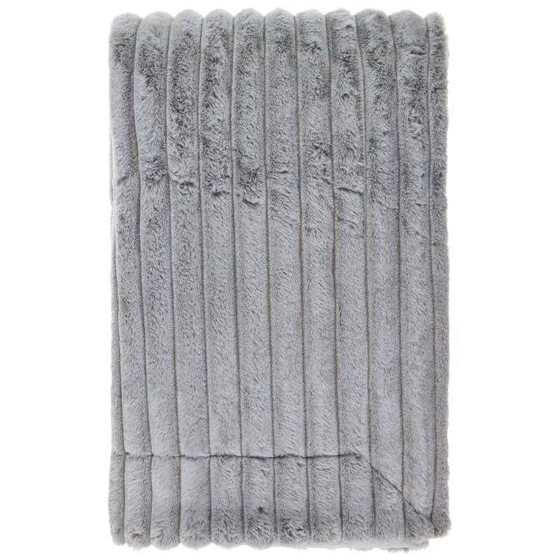 Lakely Faux Fur Throw - Grey | Throws | B&M