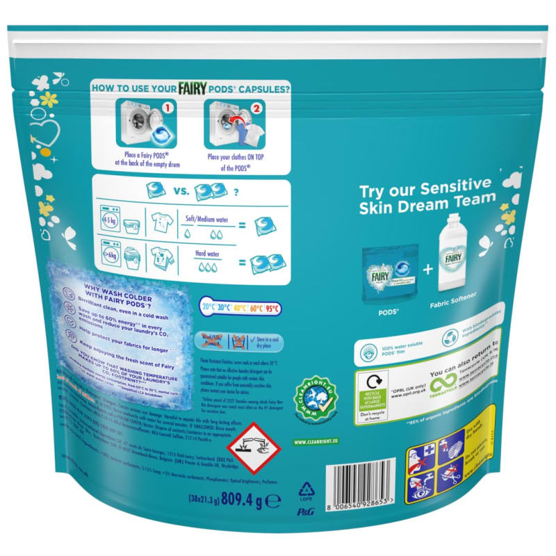 Fairy Non Bio Washing Liquid Pods 38 Washes | Detergent | B&M