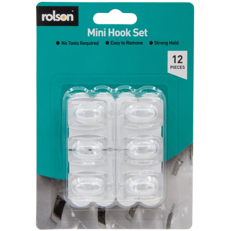 Rolson Mini Hooks Set 12pk | Tools & Equipment - B&M Stores