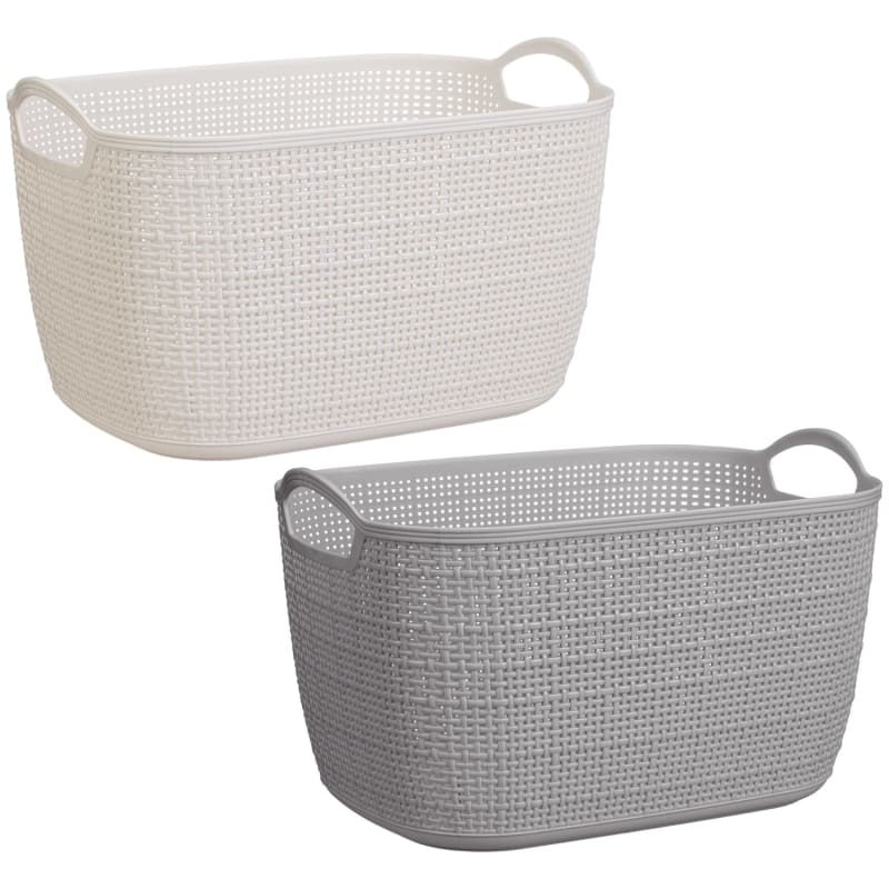 Large Linen Basket with Handles - Cream | Storage - B&M Stores