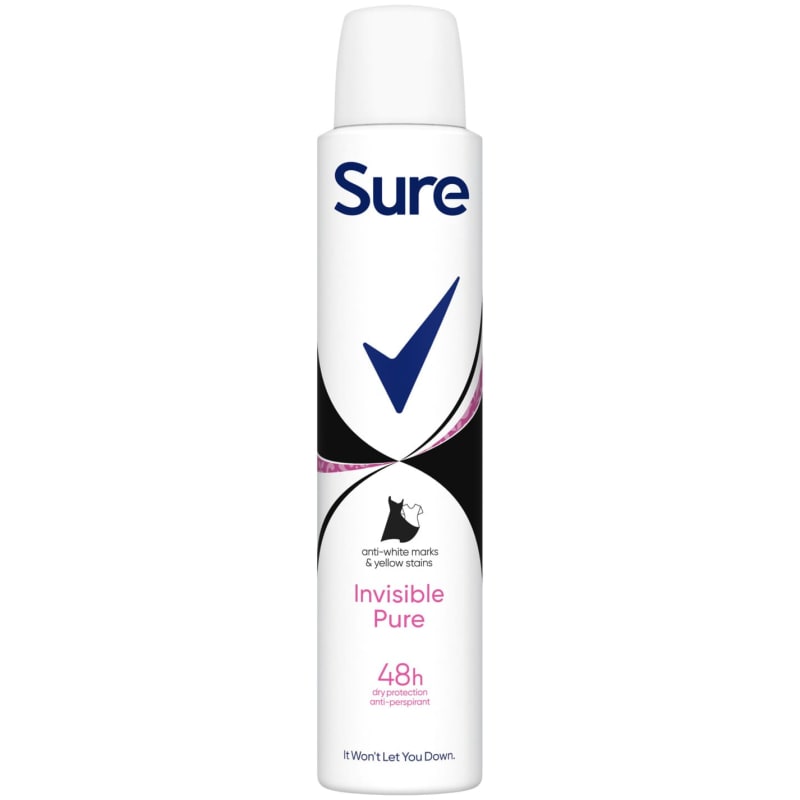 Sure 48H Anti-Perspirant 200ml - Invisible Pure | Deodorant | B&M