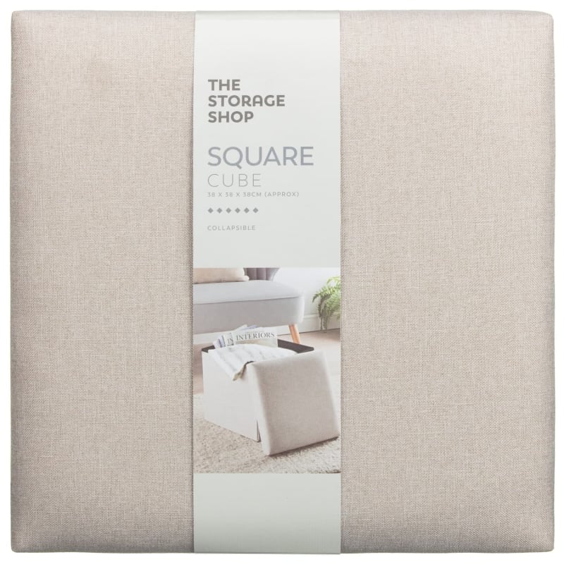Square Linen Effect Storage Cube - Cream | Storage Furniture | B&M