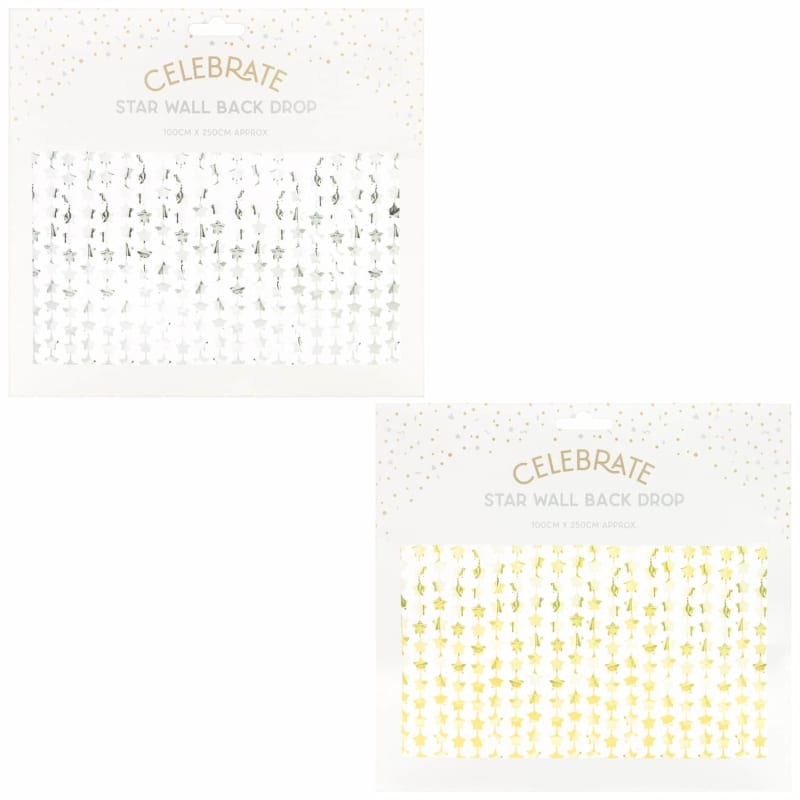Star Wall Back Drop - Silver | Party Shop | B&M