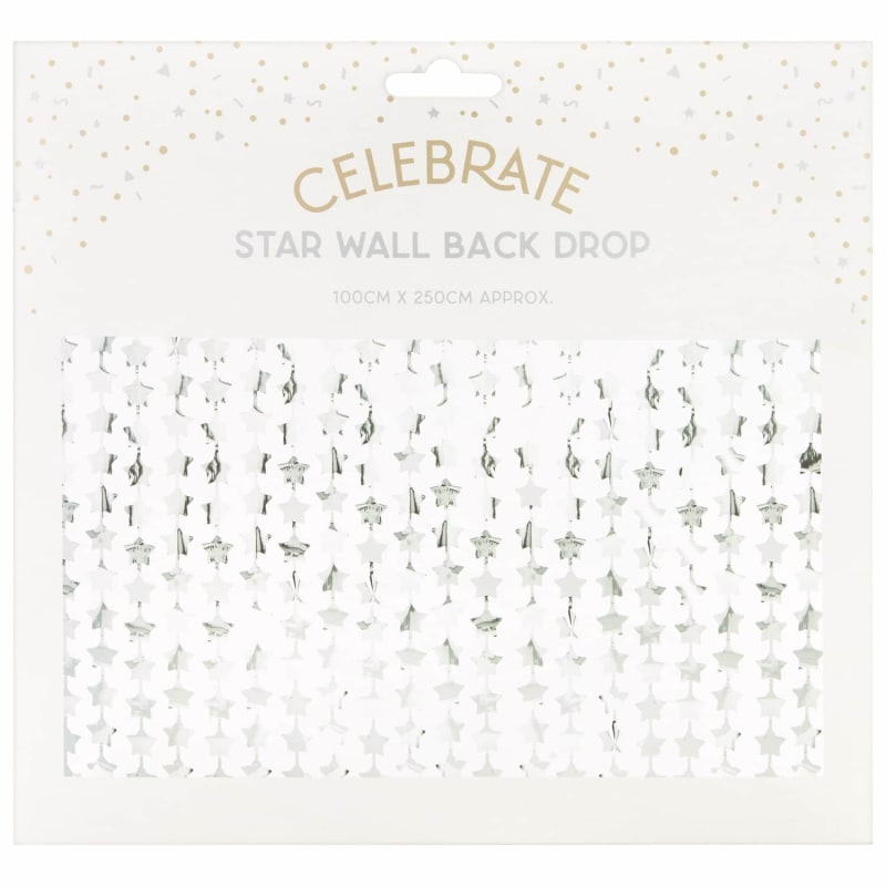 Star Wall Back Drop - Silver | Party Shop | B&M