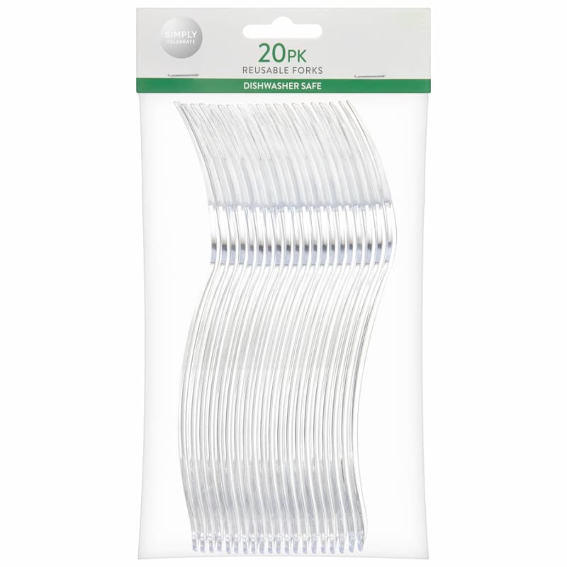 Clear Reusable Forks 20pk | Party Shop | B&M