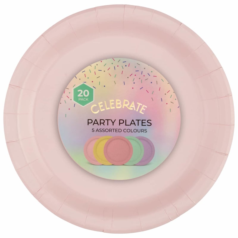 Round Coloured Party Plates 20pk - Girls | Party Shop | B&M