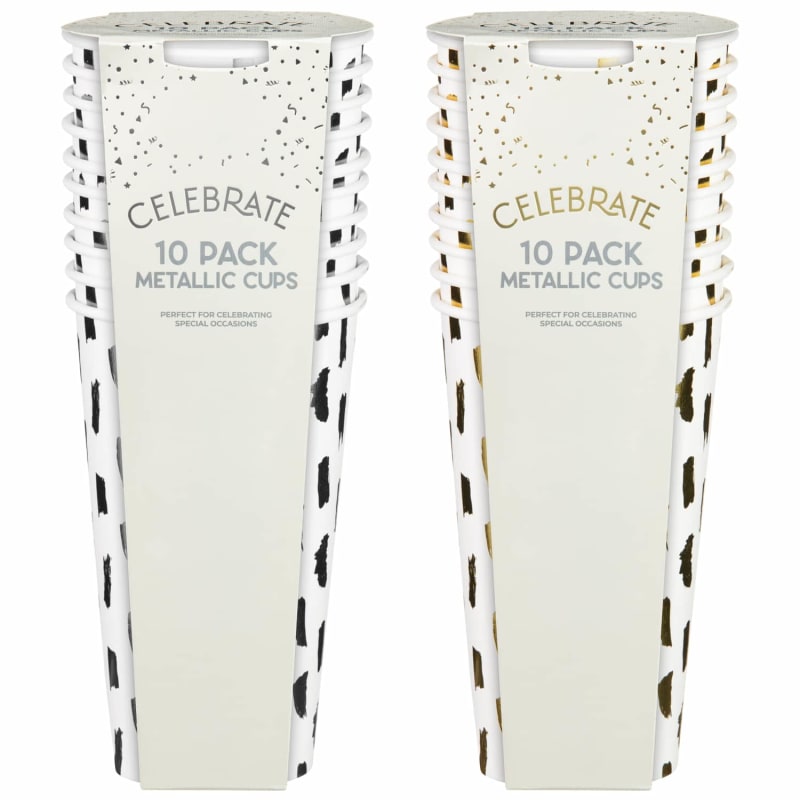 Metallic Party Cups 10pk - Silver | Party Shop | B&M
