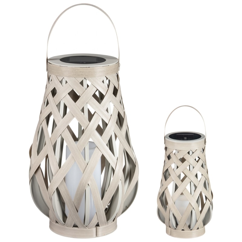 Large Solar Grey Rattan Weave Lantern | Garden Lighting | B&M Stores