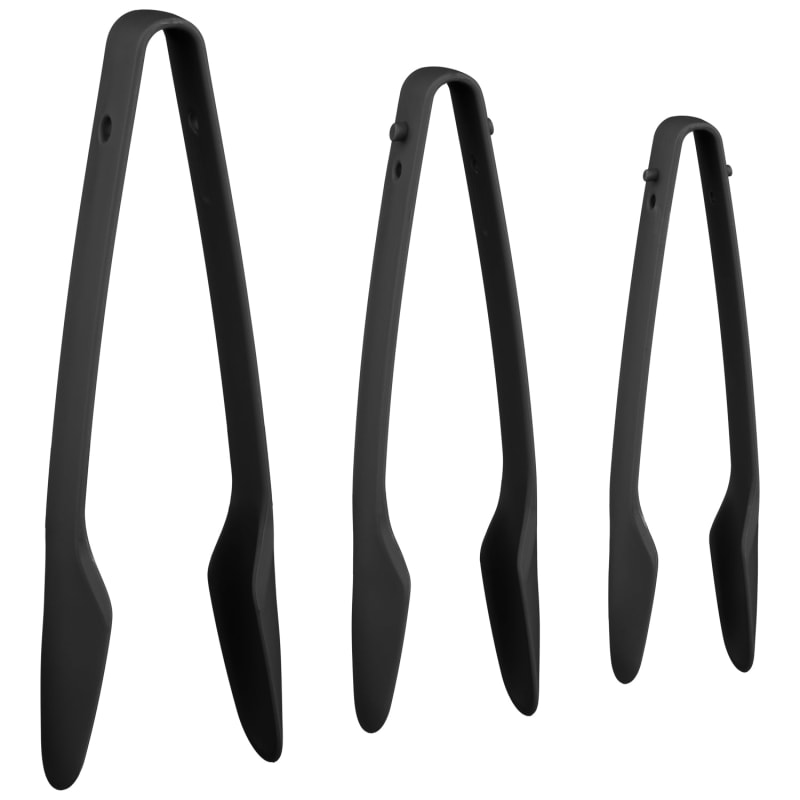 Nested Food Tongs 3pk - Black | Kitchen Accessories | B&M