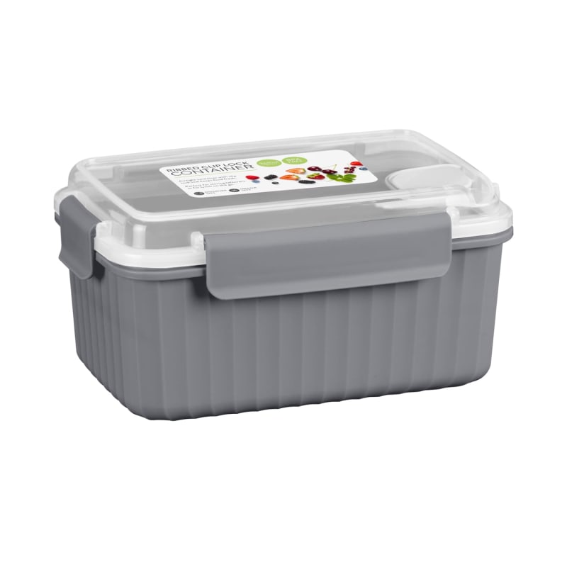Ribbed Clip Lock Container - Grey | Kitchen Storage | B&M Stores