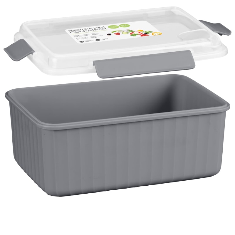 Ribbed Clip Lock Container - Grey | Kitchen Storage | B&M Stores